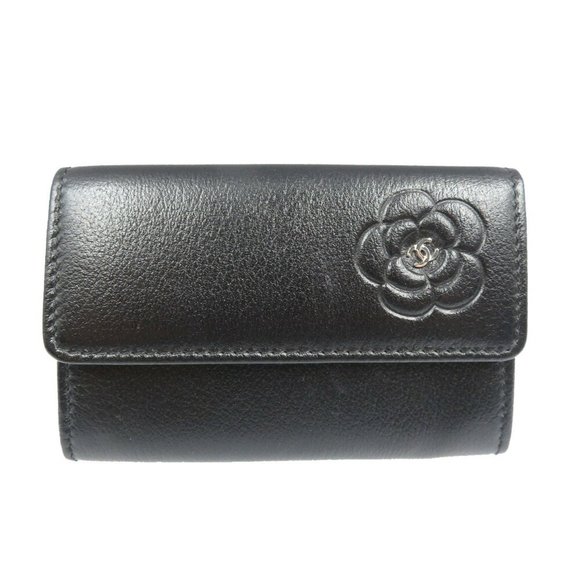 CHANEL | Accessories | Chanel Camellia Cocomark No 5 Leather Black Card ...